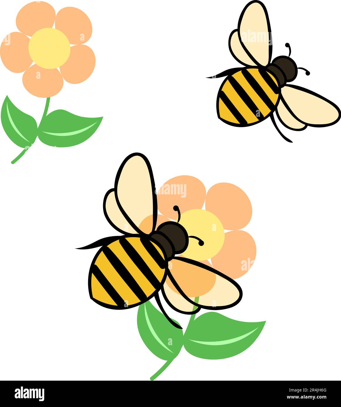 Butterfly and bee on flower Stock Vector Images - Alamy