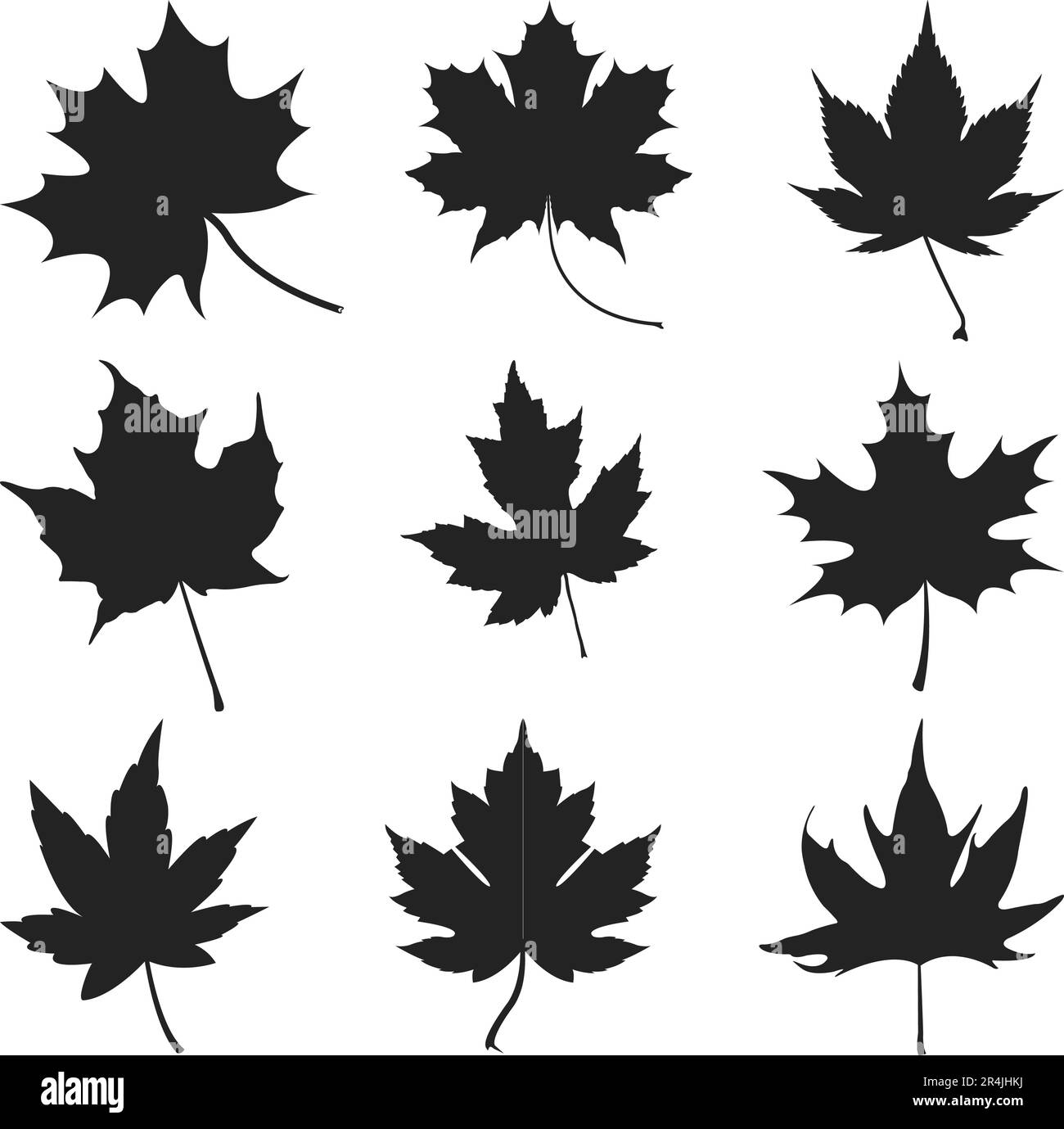 Different style maple leaf silhouette vector Illustration Stock Vector ...