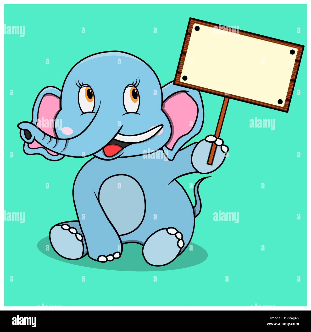 Character Elephant with Little Blank Wood, turquoise blue Colors ...