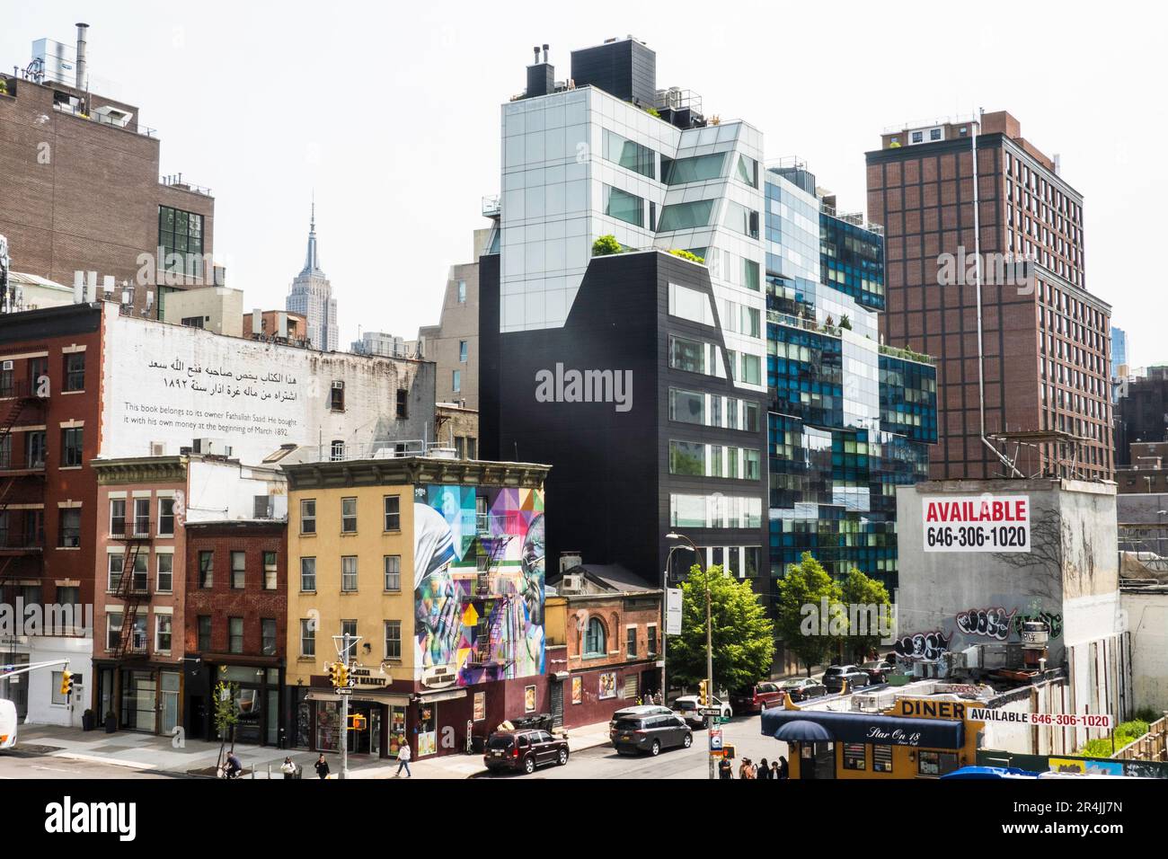 Buildings in the Chelsea neighborhood as seen from the elevated rail ...