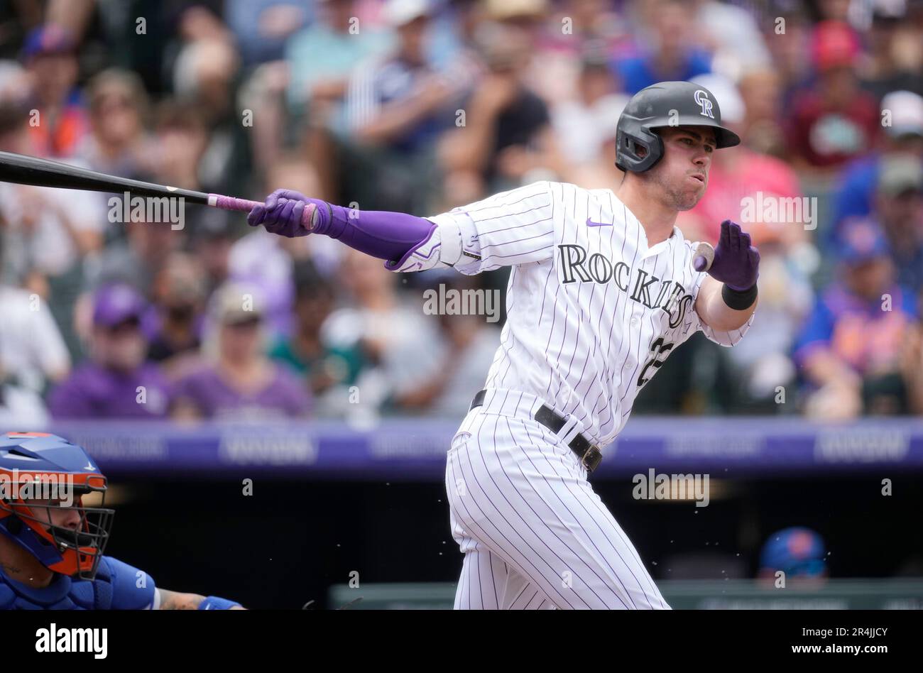 Colorado Rockies' Nolan Jones singles against New York Mets starting ...