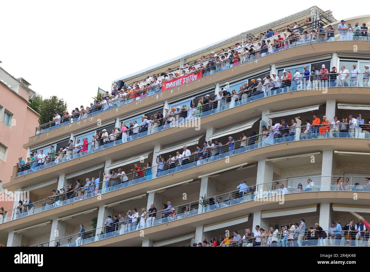 Fans watching the race from balconies during the Formula 1 Grand Prix ...