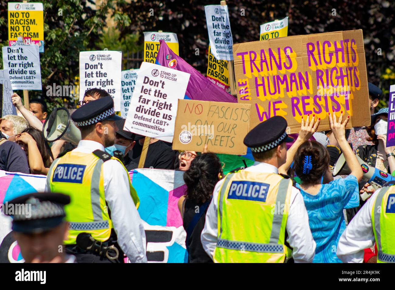 London, United Kingdom - May 27th 2023: Counter-Protesters at the Honor ...