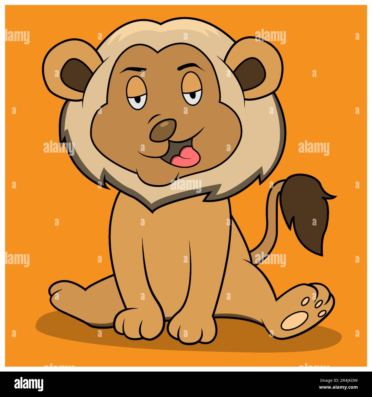 Character Relax Lion, Orange Colors Background, Mascot, Icon, Character ...
