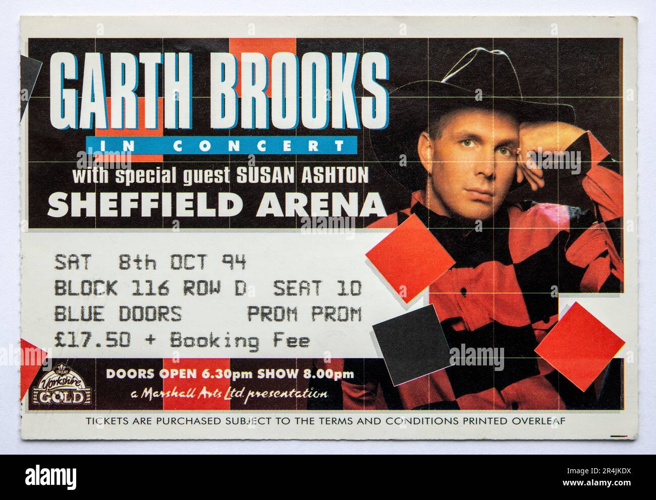 Concert ticket for the Garth Brooks show at Sheffield Arena in the UK ...
