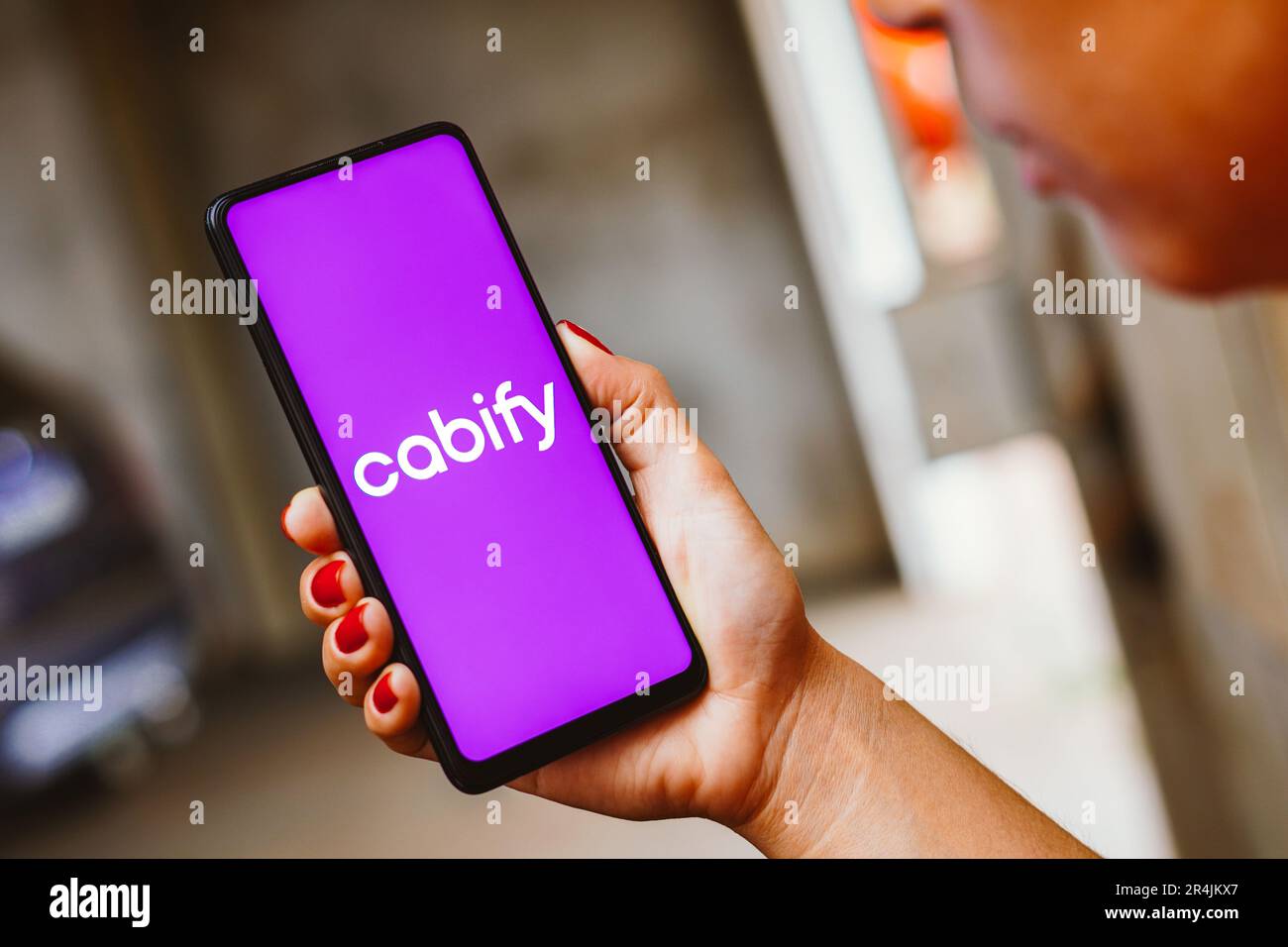 In this photo illustration, the Cabify logo is displayed on a ...