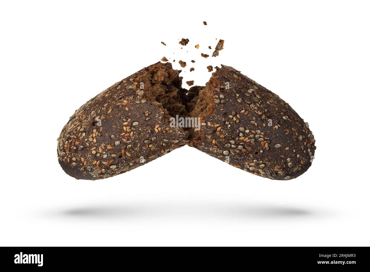 Loaf of black rye bread on a white isolated background. Failed ...
