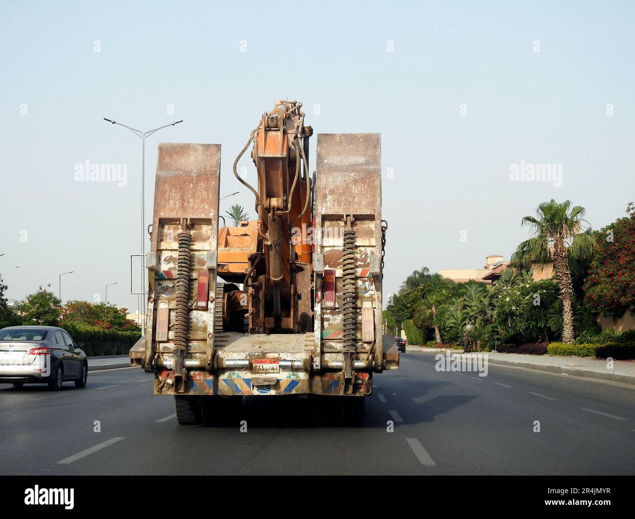 Cairo, Egypt, May 20 2023:A large vehicle loading vehicle having an ...