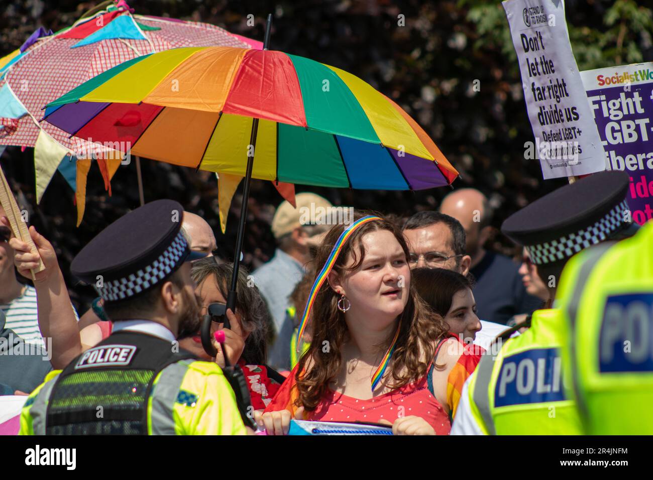 London, United Kingdom - May 27th 2023: Counter-Protesters at the Honor ...