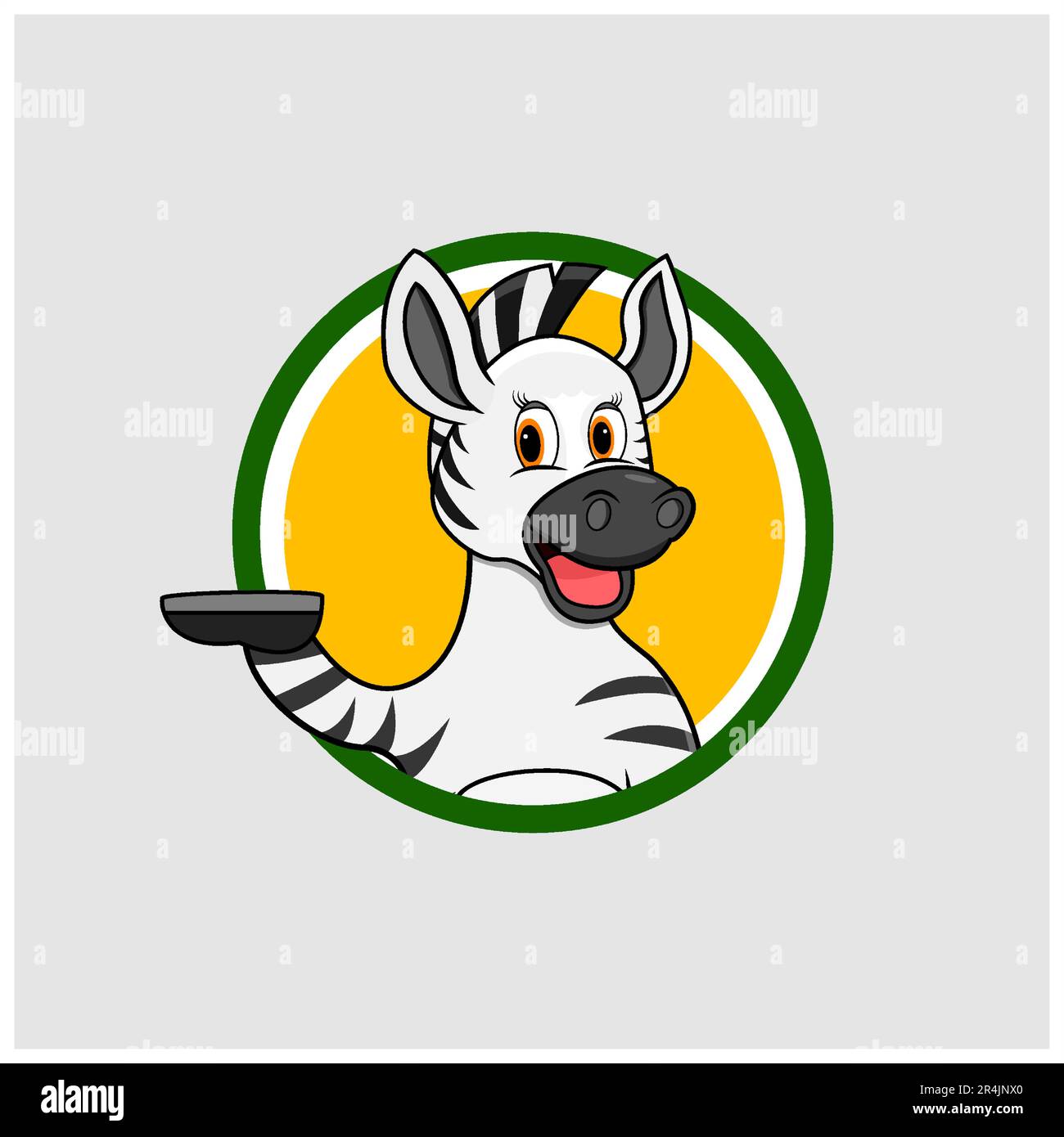 Zebra Head Circle Label With Funny Smile Expression , Yellow Colors ...