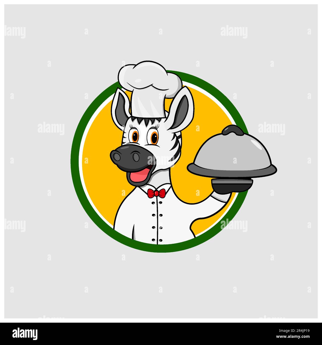 Zebra Head Circle Label Bring Food and Chef Custom, Yellow Colors ...