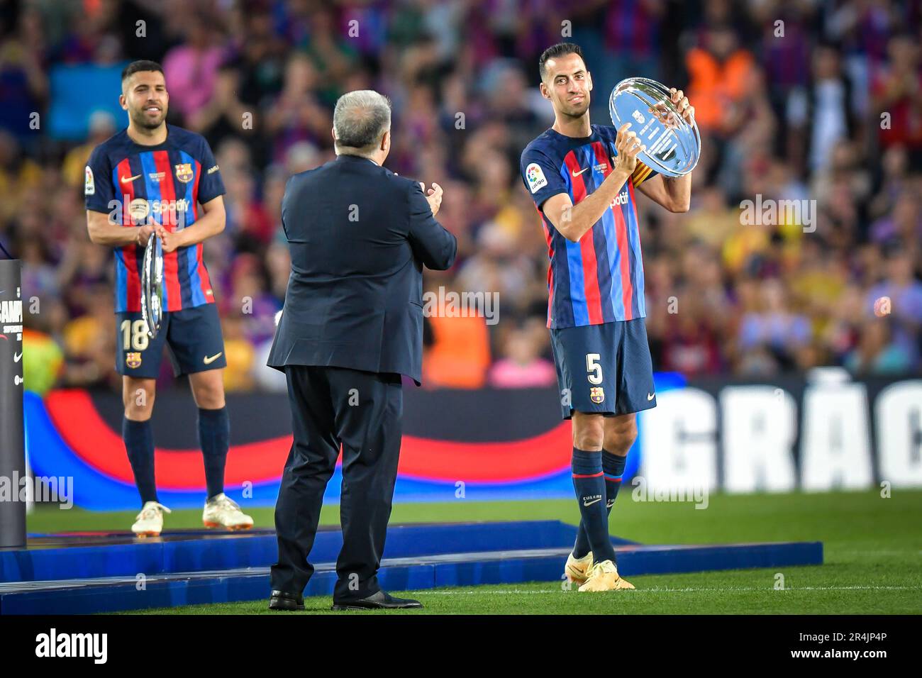 Barcelona, Spain. 28th May, 2023. Sergio Busquets (FC Barcelona) and FC ...