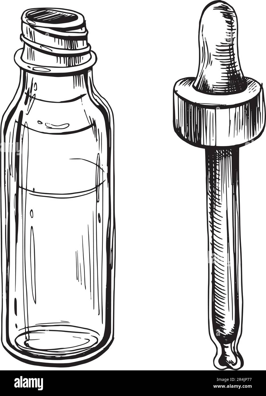 Glass bottle with pipette for cosmetics, oils, serum. The illustration ...