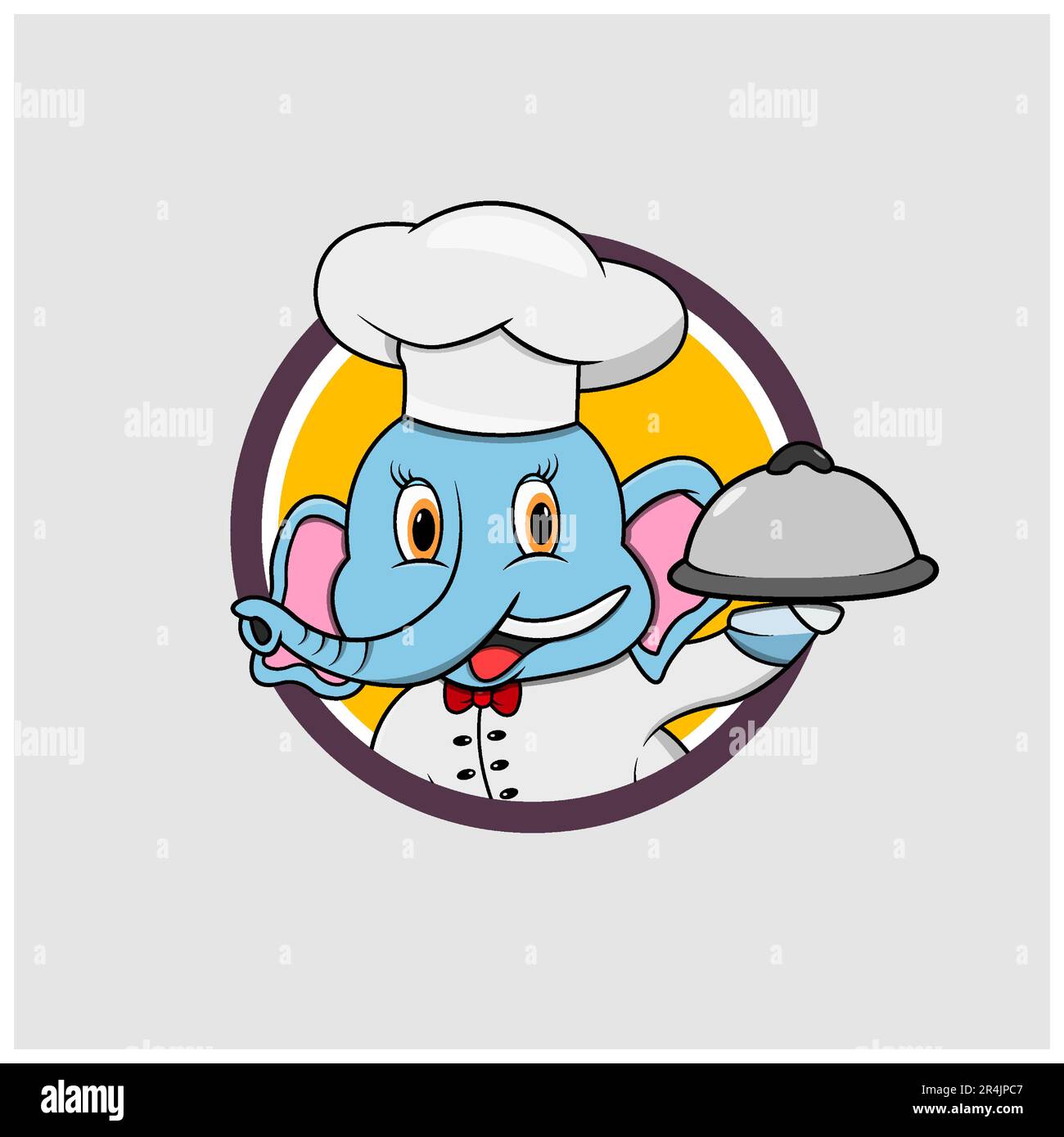Elephant Head Circle Label Bring Food and Wear Chef Custom , Yellow ...