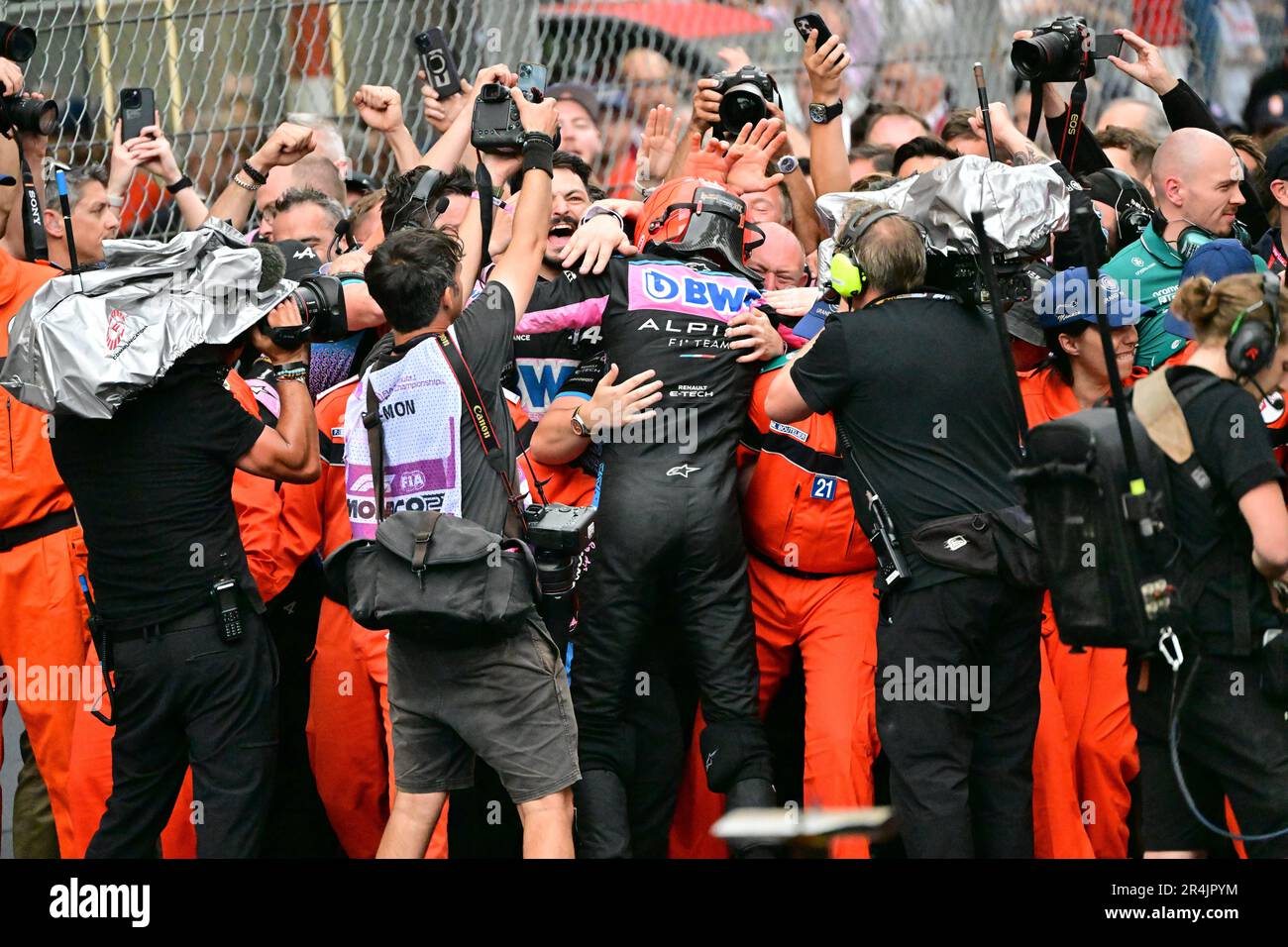OCON Esteban (fra), Alpine F1 Team A523, portrait celebrating podium ...