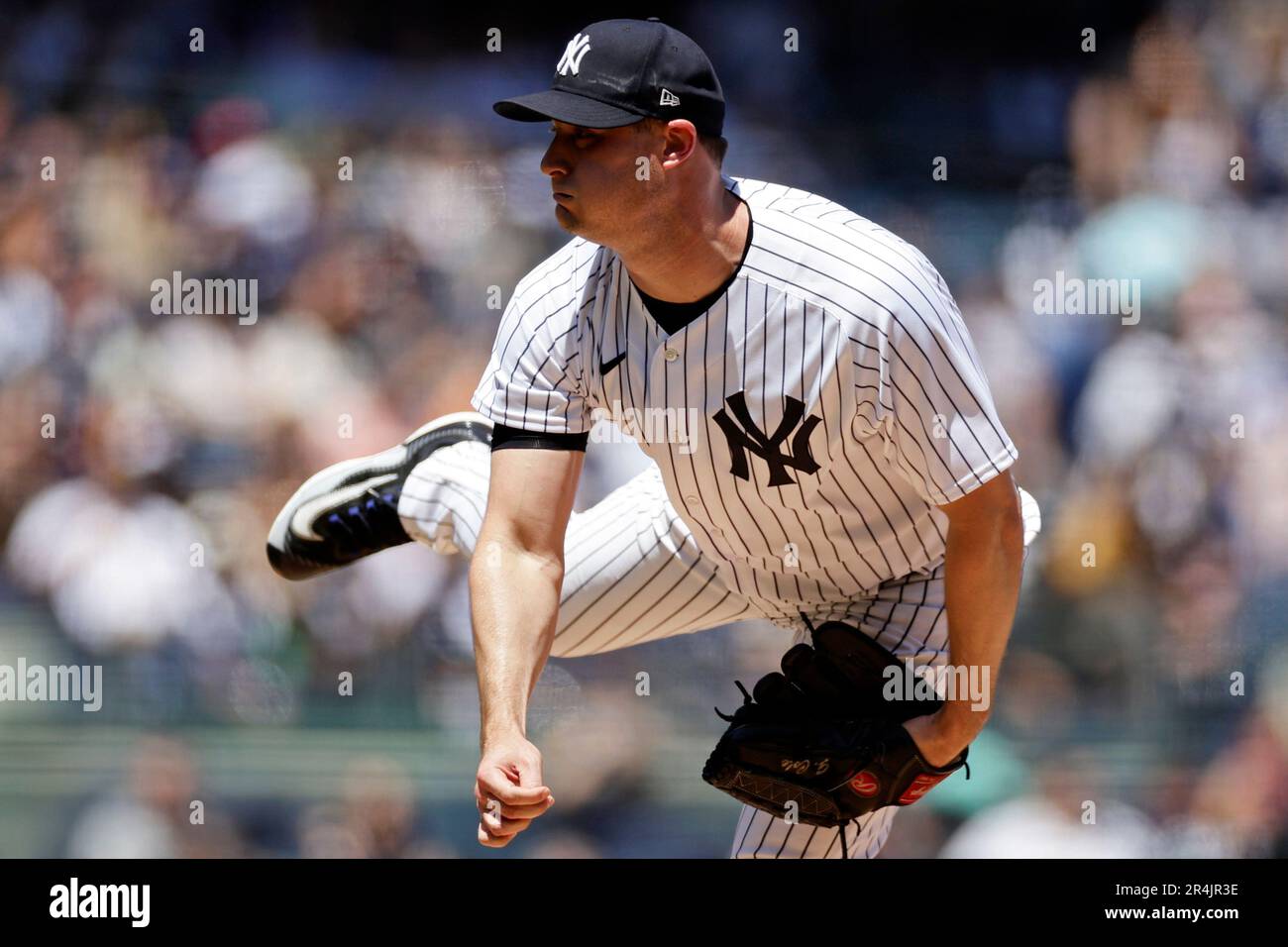 New York Yankees pitcher Gerrit Cole throws against the San Diego Padres during the first inning ...