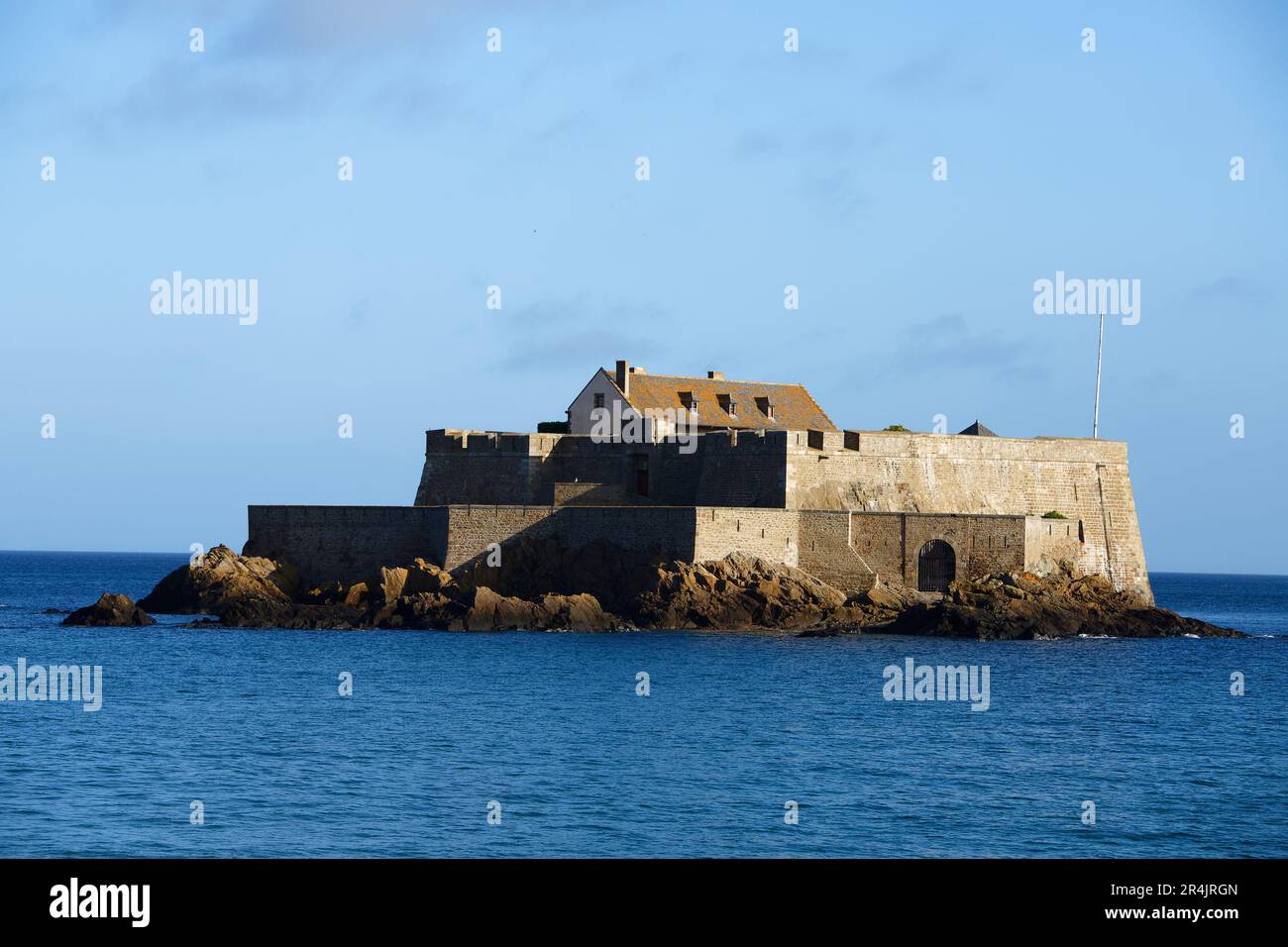 Saint Malo, Fort National and beach during high Tide. Brittany Stock ...