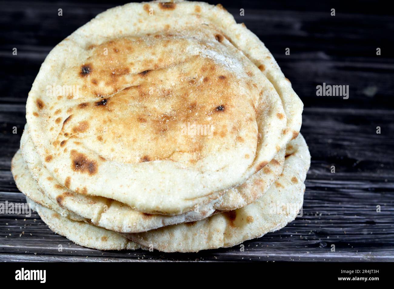 Traditional Egyptian flat bread with wheat bran and flour, regular Aish ...