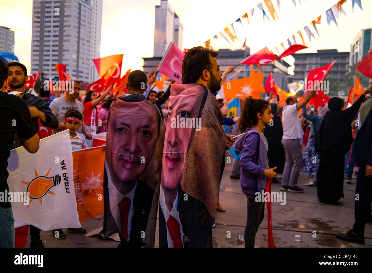 Izmir, Turkey. 28th May, 2023. People seen with flags of Recep Tayyip ...