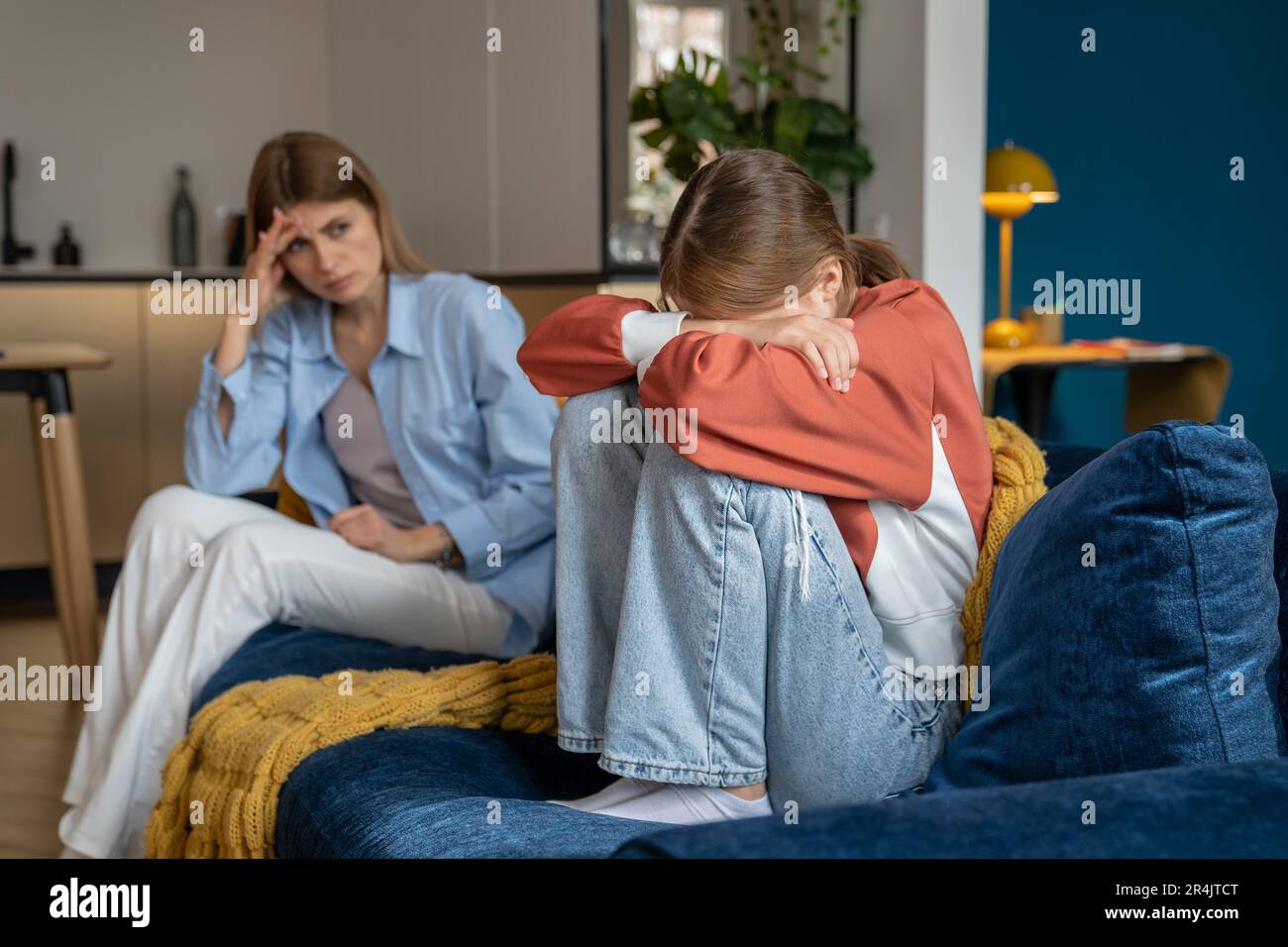 Mother and teen girl daughter having communication problems Stock Photo ...