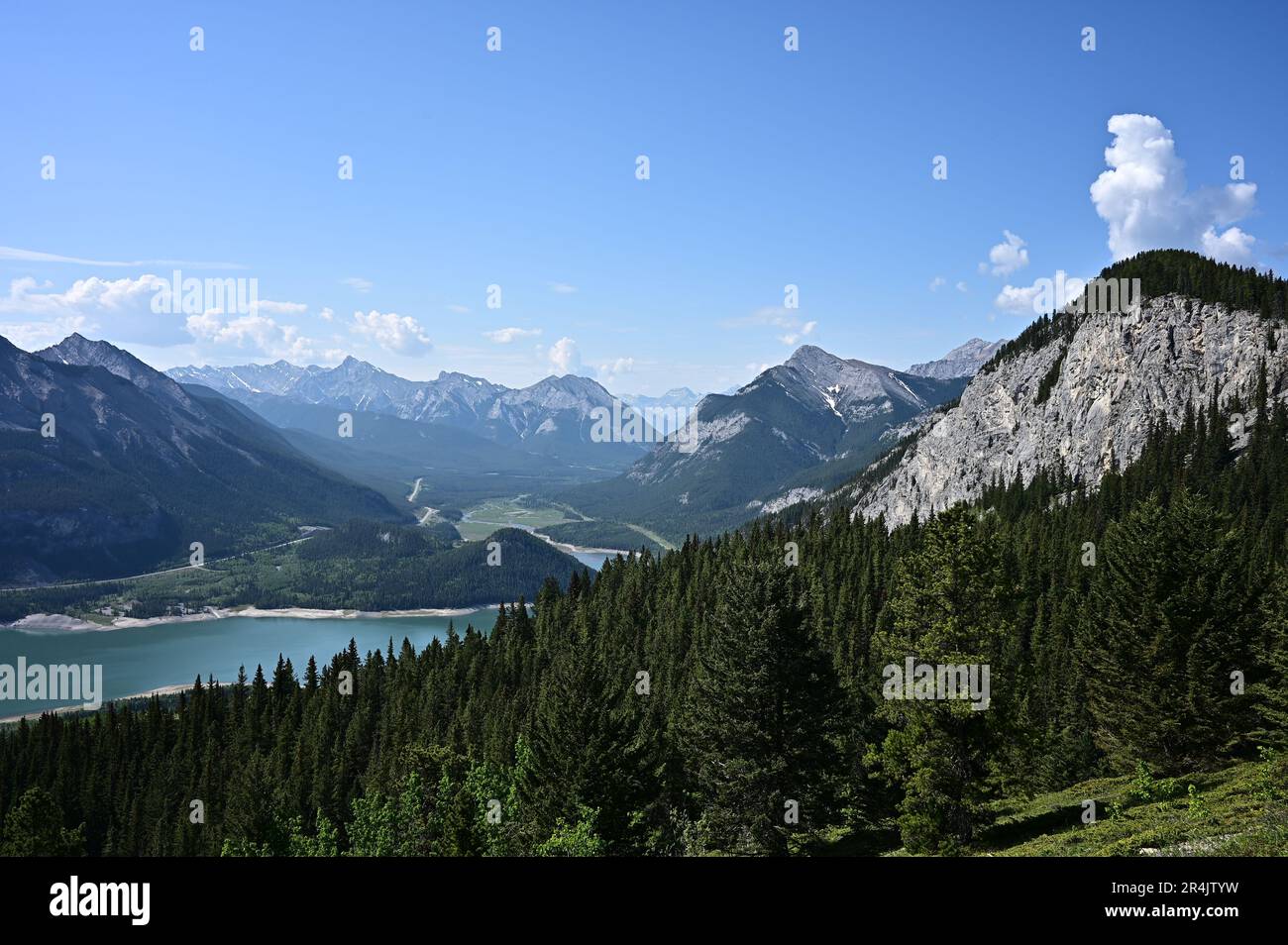 Barrier Lake, Kananaskis, Alberta, Canada; a view from the top of the ...