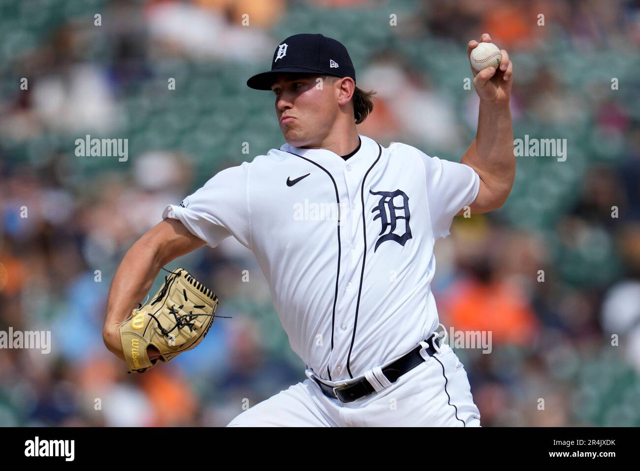 Detroit Tigers relief pitcher Tyler Holton throws against the Chicago ...