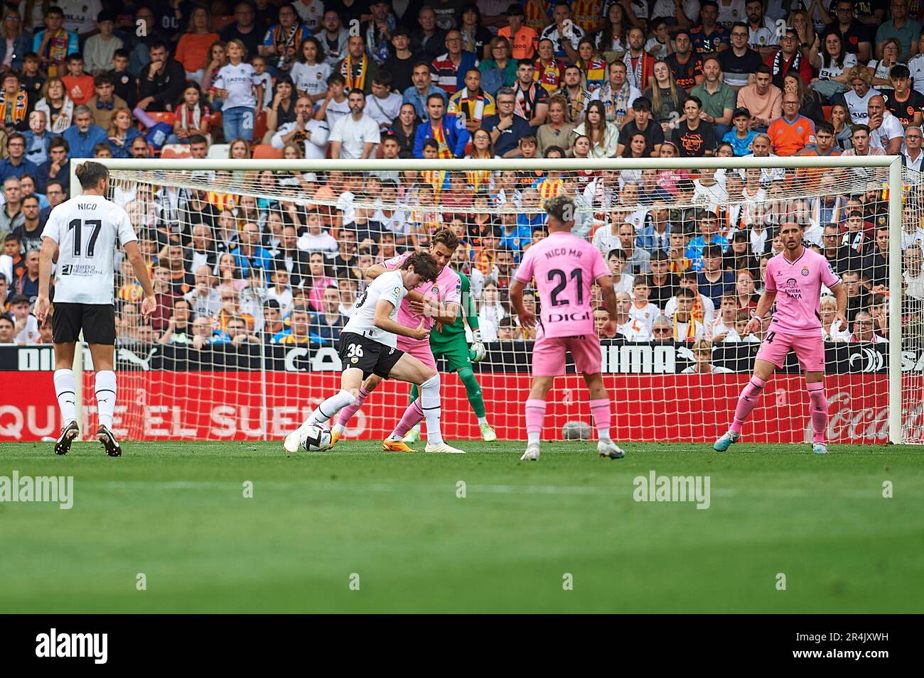Javier Guerra of Valencia CF seen in action during the La Liga ...