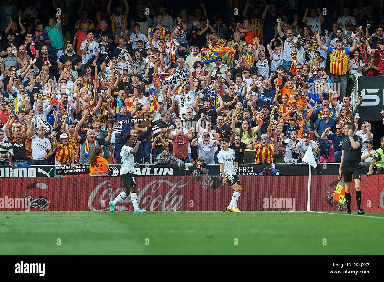 Celebration first goal Valencia CF seen in action during the La Liga ...