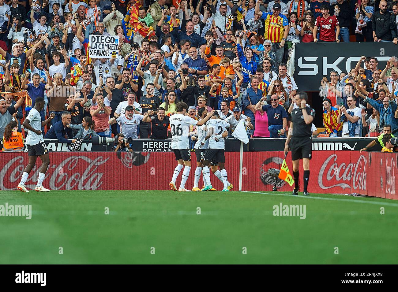 Celebration first goal Valencia CF seen in action during the La Liga ...