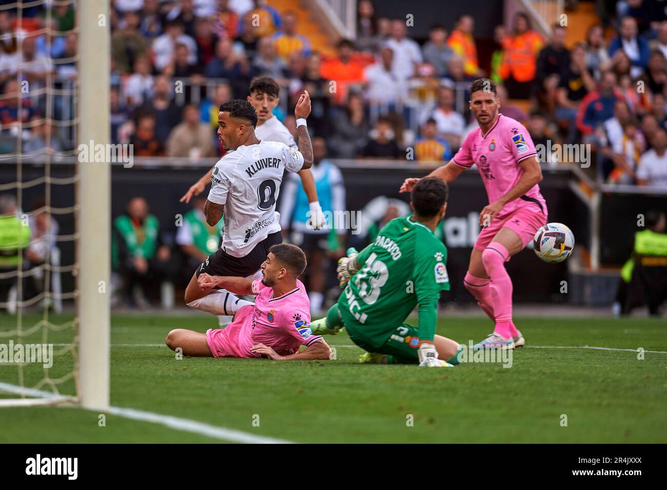 Pacheco Goalkeeper of RCD Espanyol de Barcelona, Justin Kluivert ...