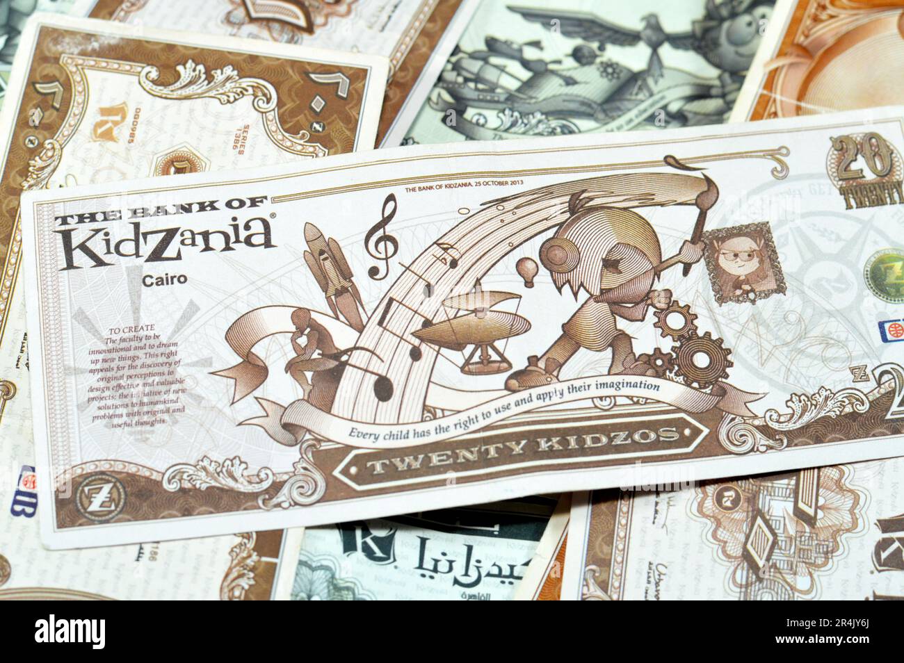 Cairo, Egypt, May 26 2023: KidZos money, currency of KidZania, a ...