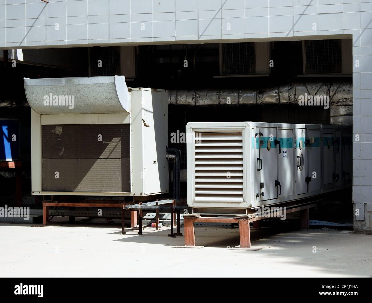 Cairo, Egypt, May 13 2023: External units of air conditioning system ...