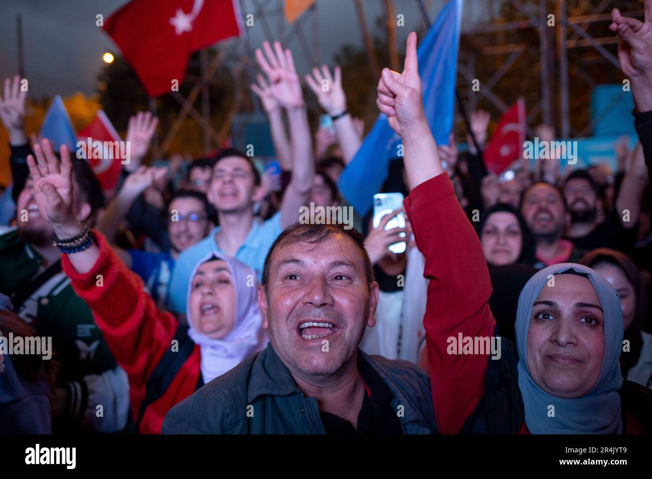 Istanbul, Turkey. 28th May, 2023. Ak Party supporters gathered in front ...