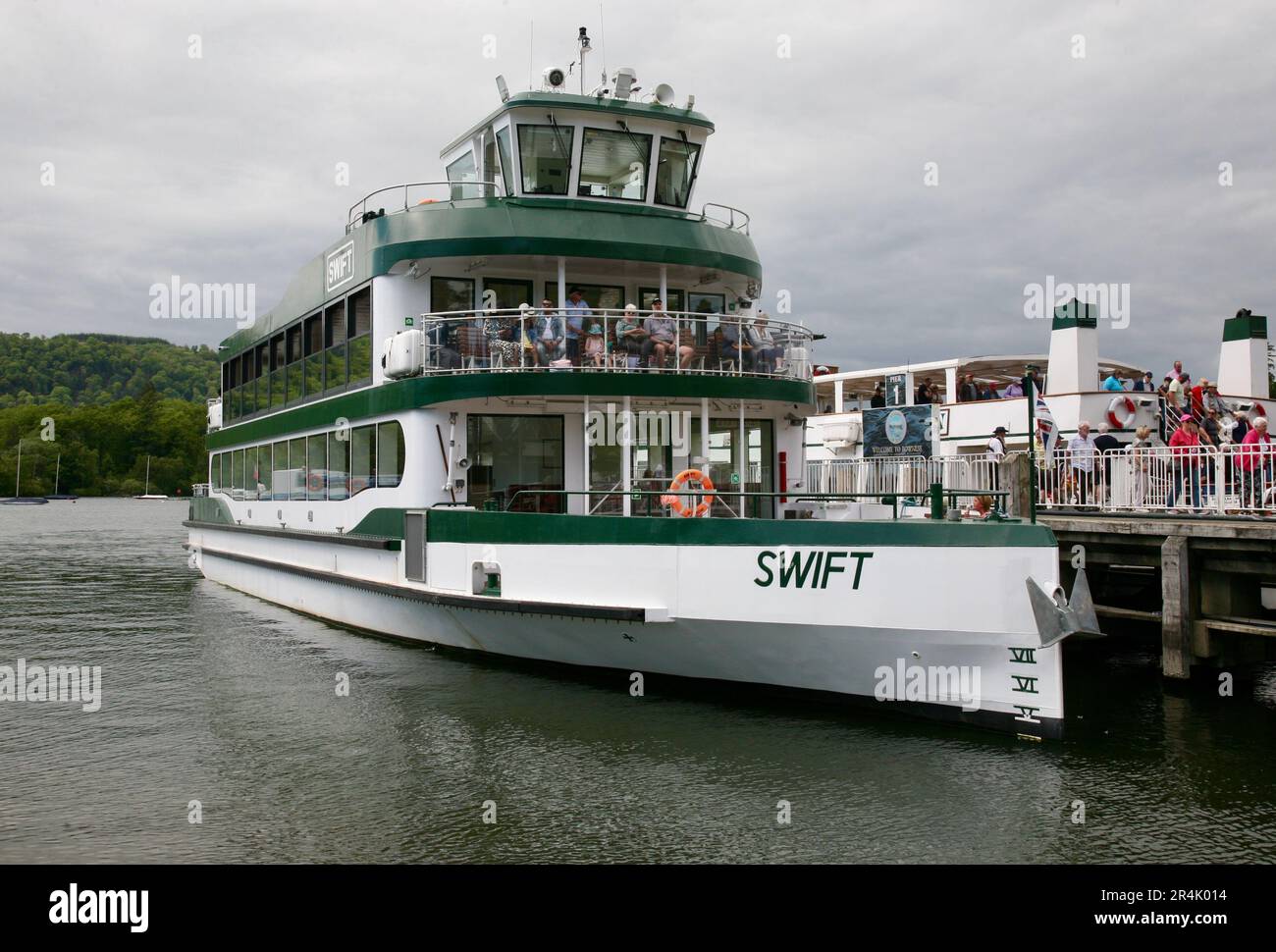 A view of the MV Swift passenger vessel at the jetty, Bowness-on ...