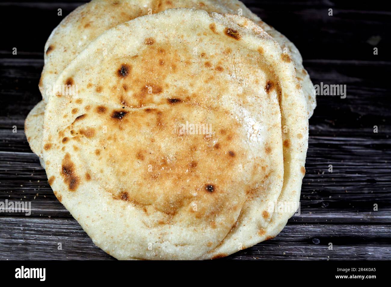 Traditional Egyptian flat bread with wheat bran and flour, regular Aish ...