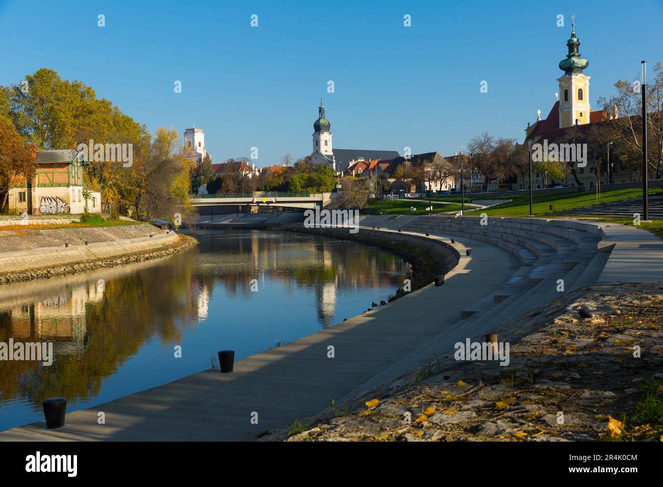 View of Gyor with river Raba Stock Photo - Alamy