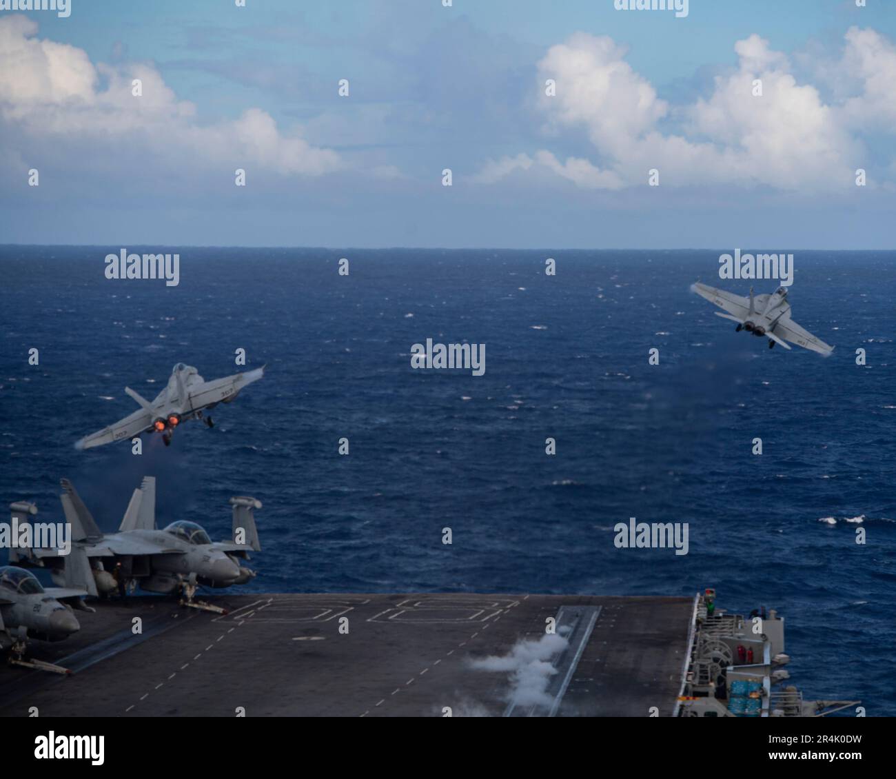 230527-N-MH015-2029 PACIFIC OCEAN (May 27, 2023) An F/A-18E Super Hornet from the “Kestrels” of ...