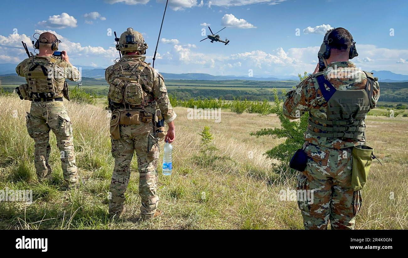 NORTH MACEDONIA - U.S. service members and a North Macedonian soldier ...