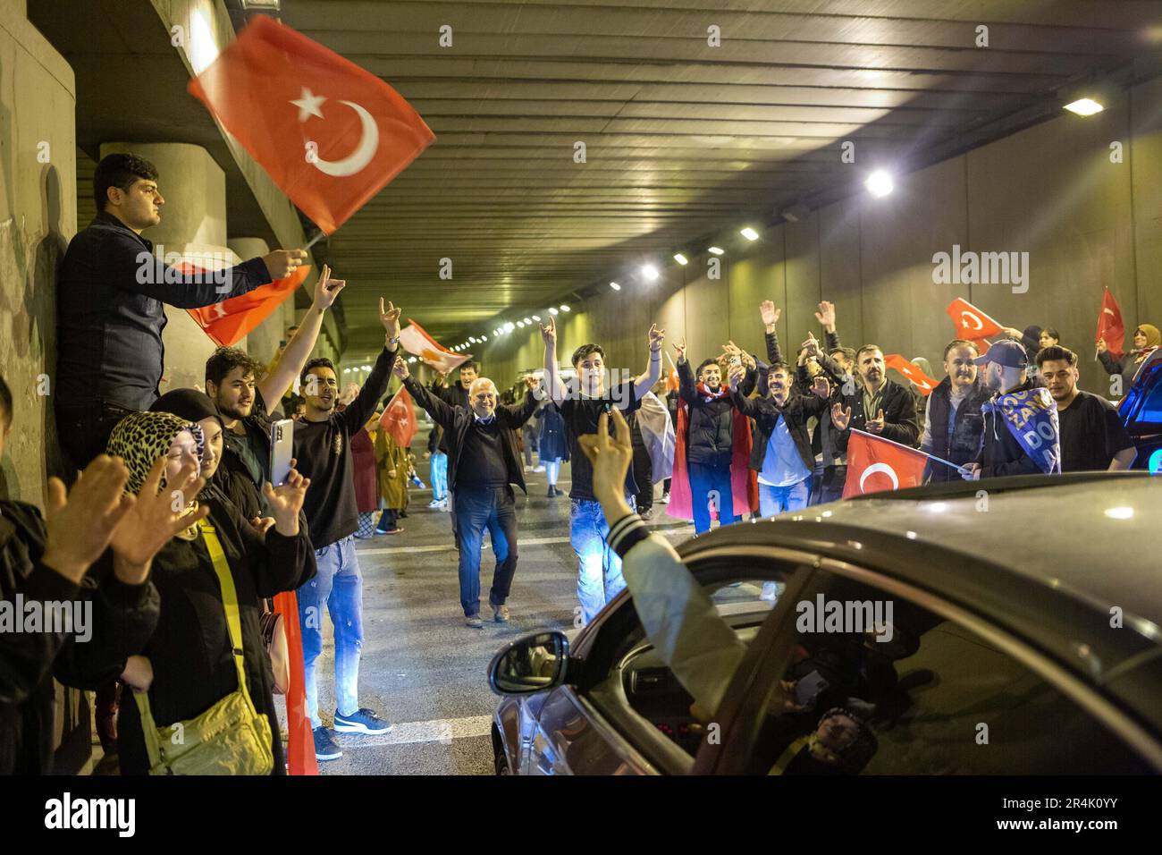 Istanbul, Turkey. 28th May, 2023. Ak Party supporters gathered in front ...