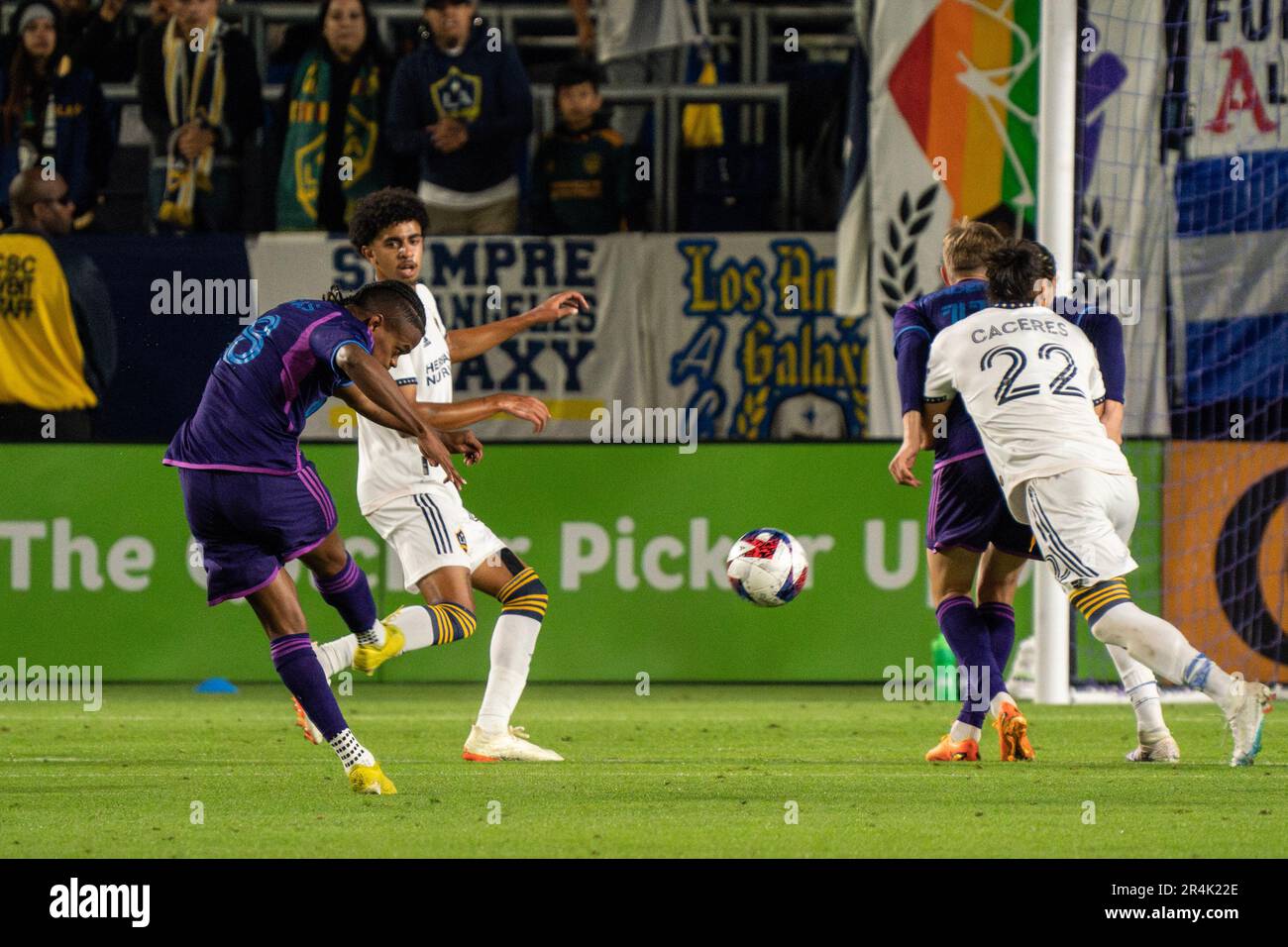 Charlotte FC forward Kerwin Vargas (18) takes a shot during a MLS match ...