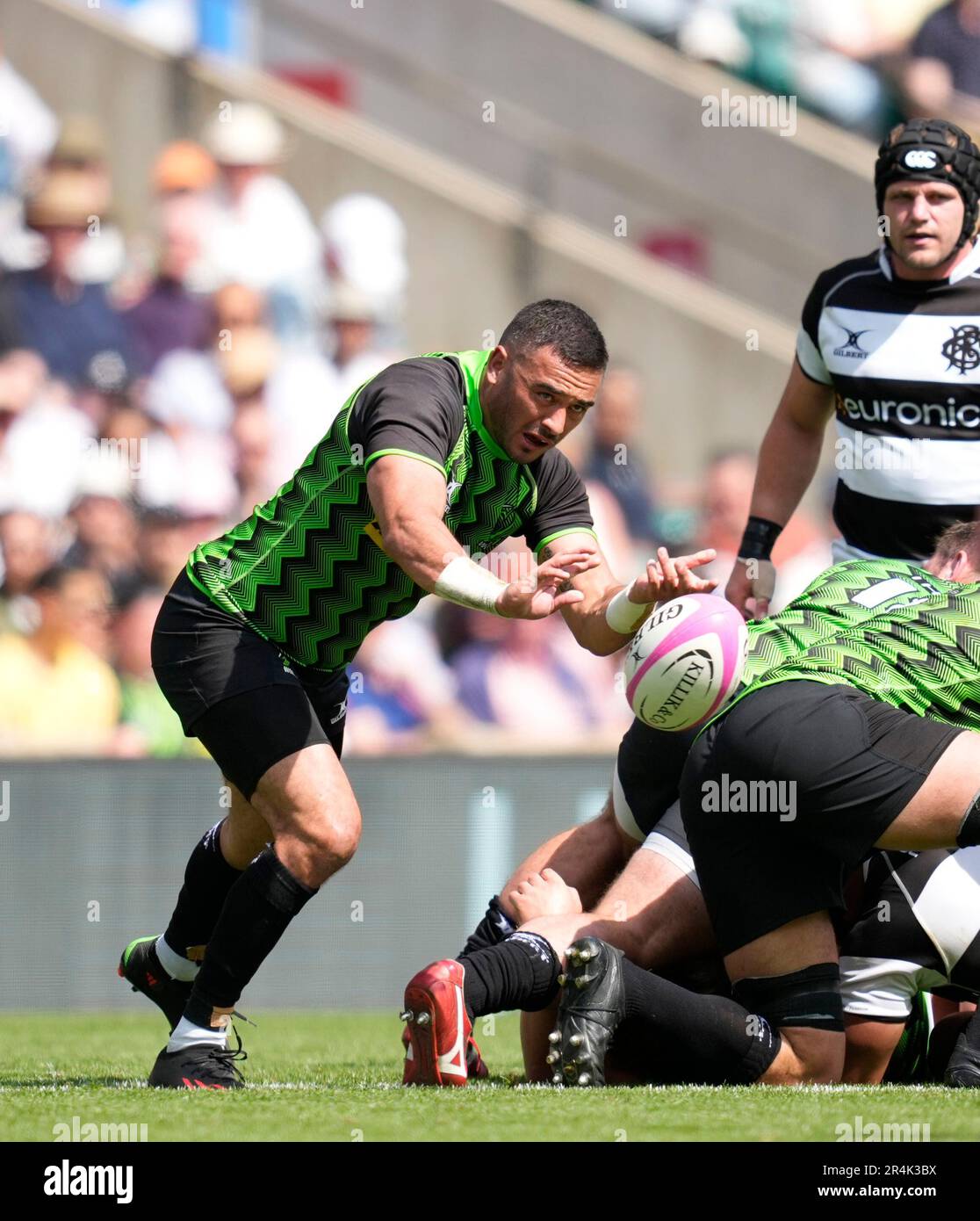 London ,UK, 28 May 2023 Bryn Hall (World) passes ball during the ...