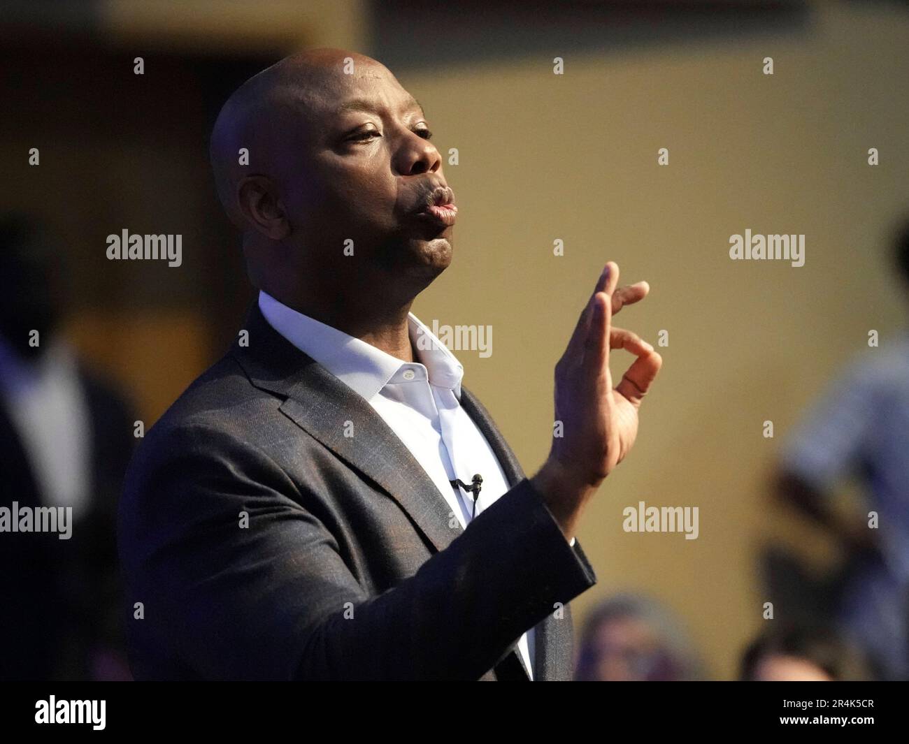 Sen. Tim Scott, R-S.C., speaks during a town hall for his presidential ...