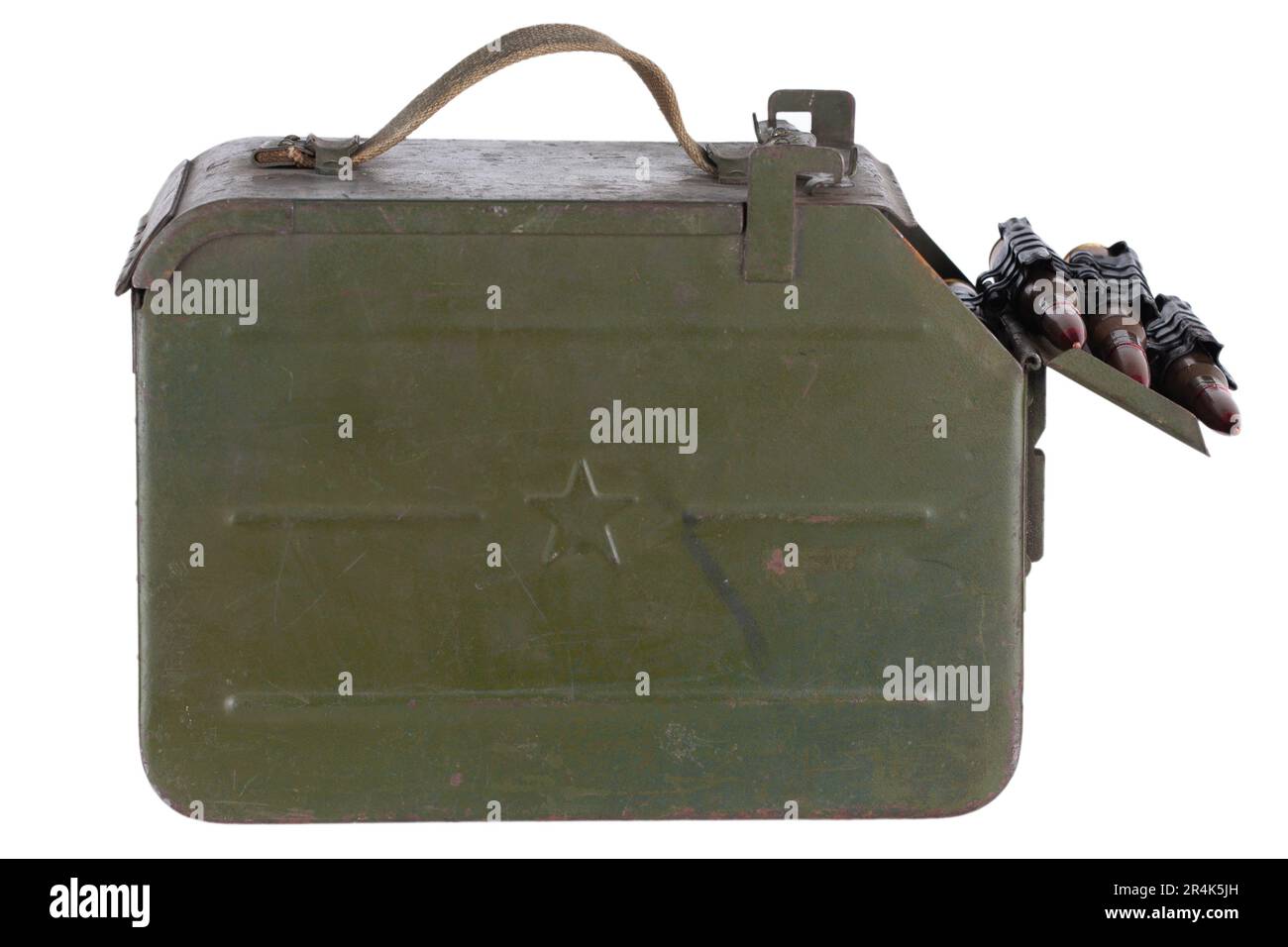 Ammo box with ammunition belt and 12.7mm cartridges for heavy machine ...