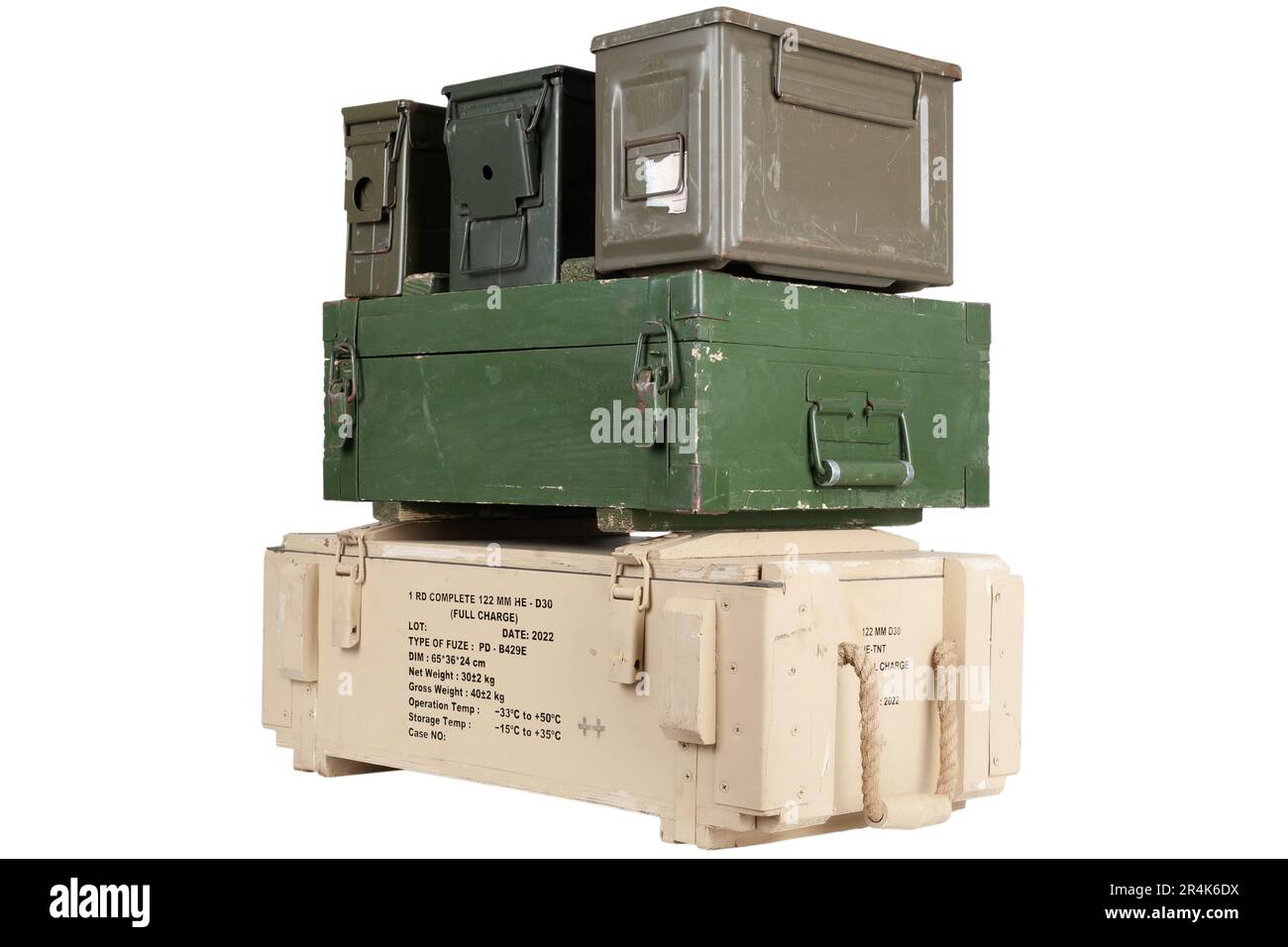 Ammunition crates and boxes isolated on white background Stock Photo ...
