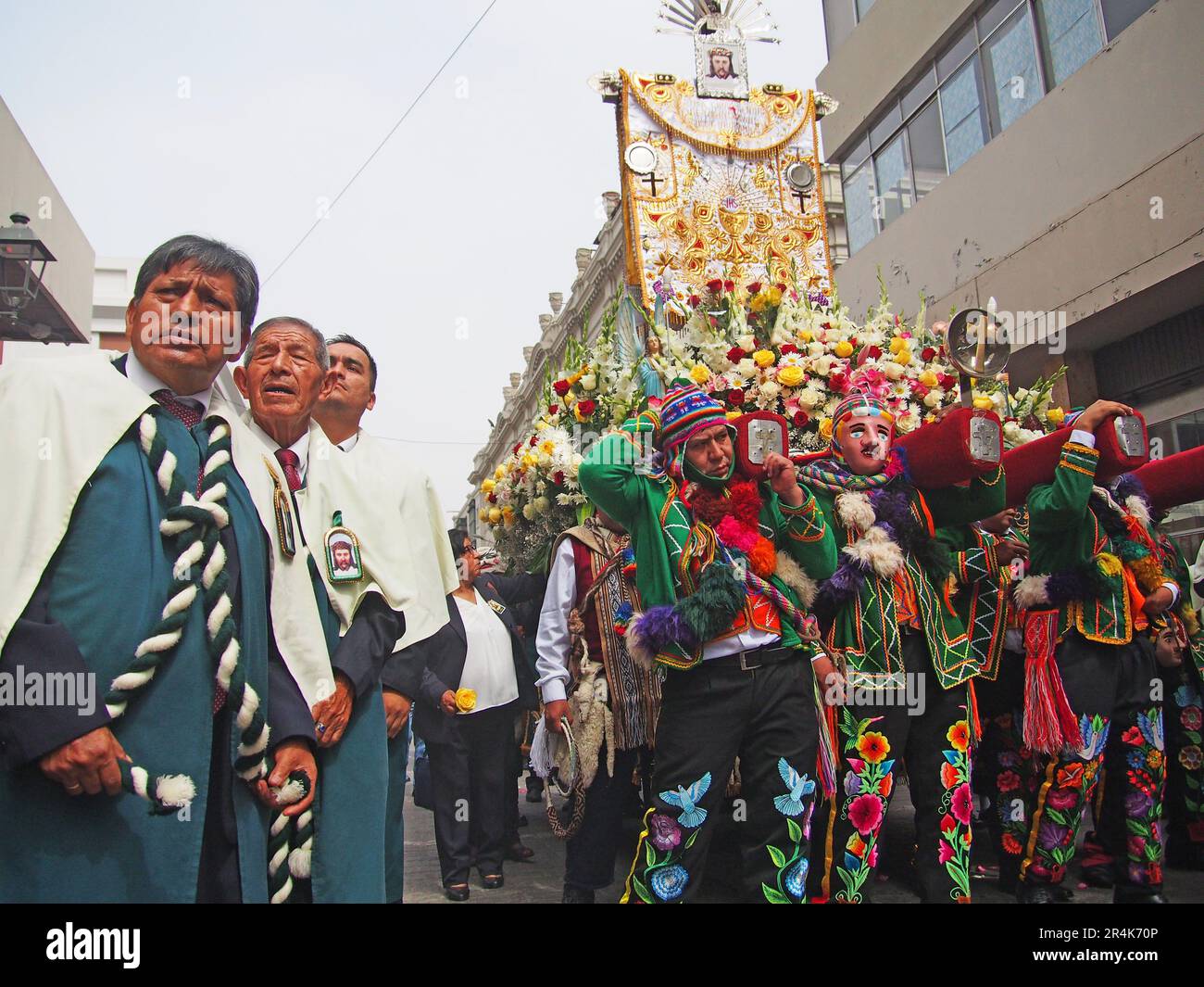 Lima, Peru. 28th May, 2023. Indigenous devotees from the Urubamba river ...