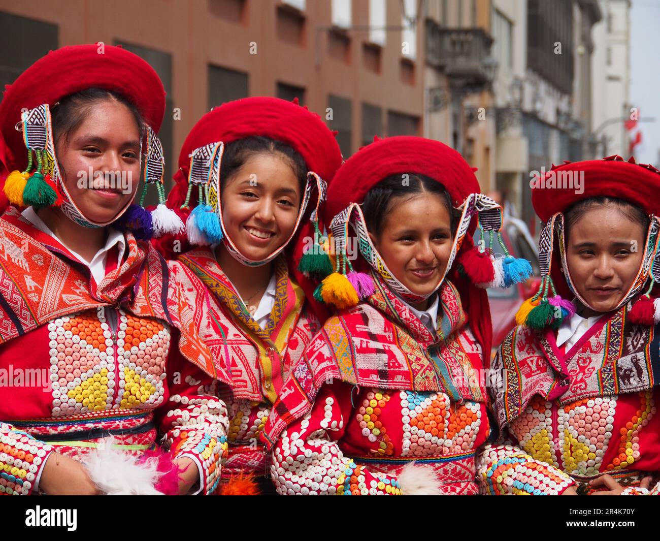 Lima, Peru. 28th May, 2023. Cuzco girls in traditional costumes present ...