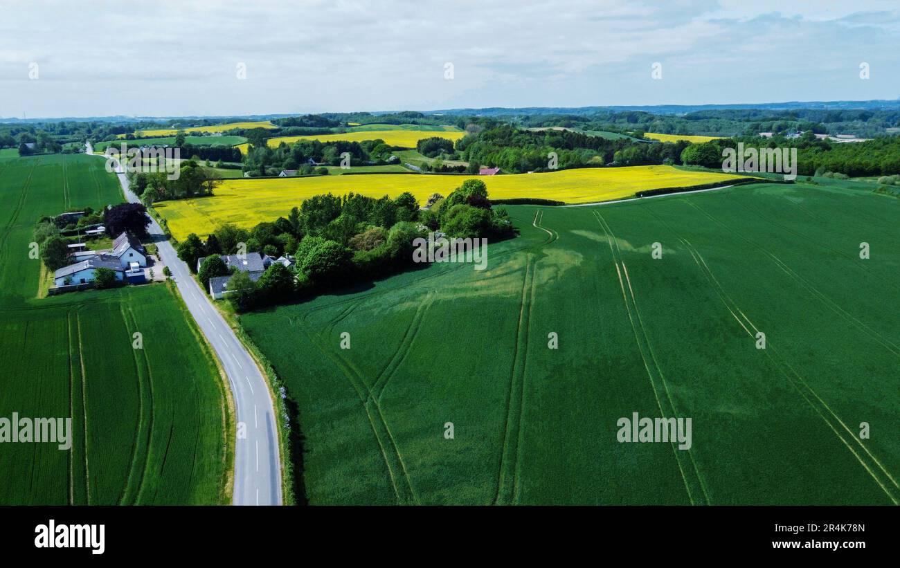 Country Idyll (Aerial view) of an amazing farm with a residential ...