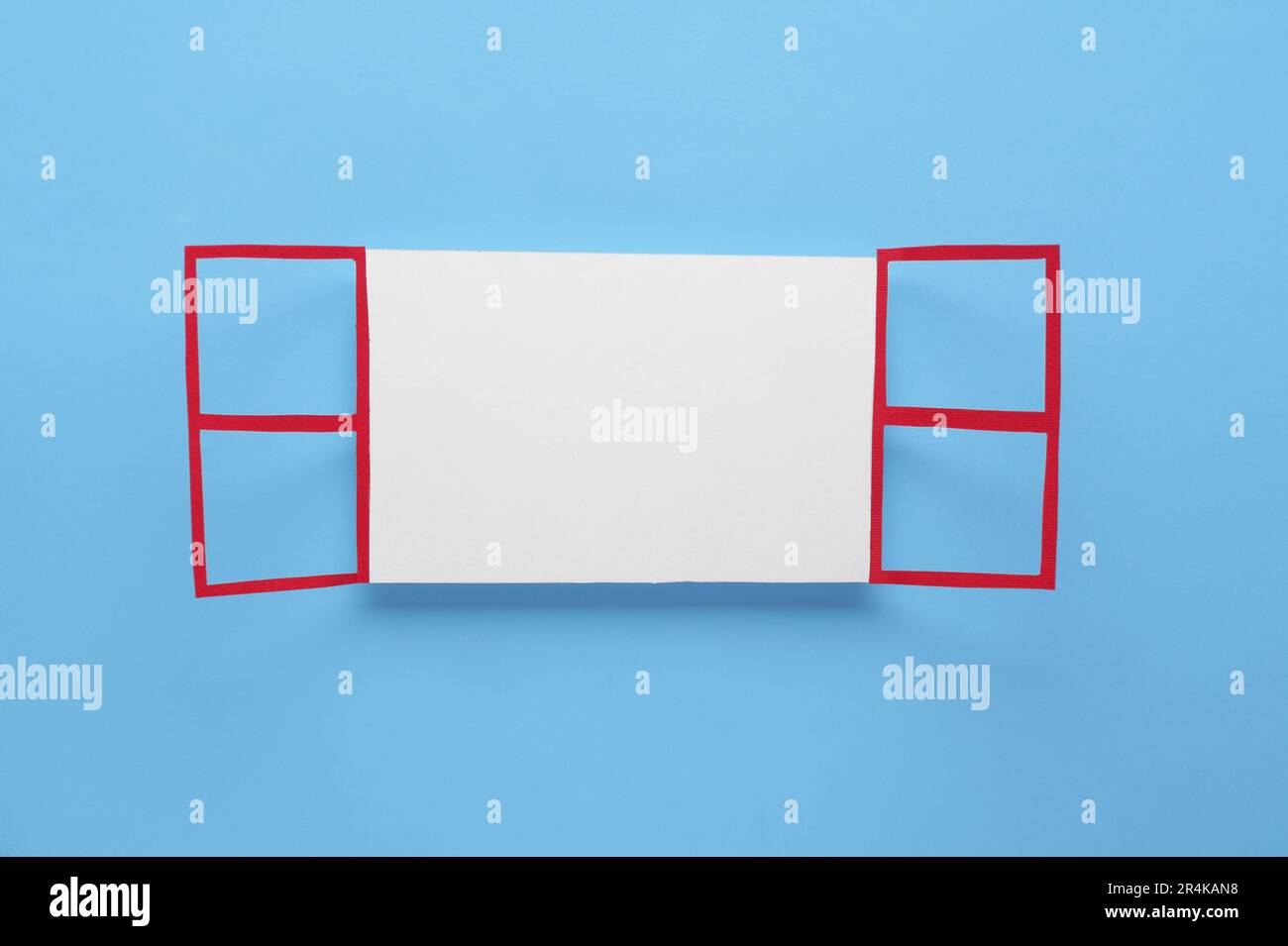 Open paper window frame on light blue background. Space for text Stock ...
