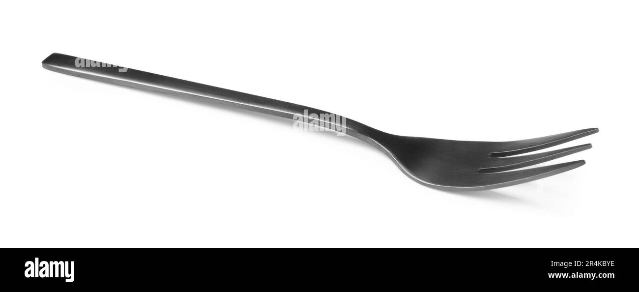 Clean shiny metal fork isolated on white Stock Photo - Alamy