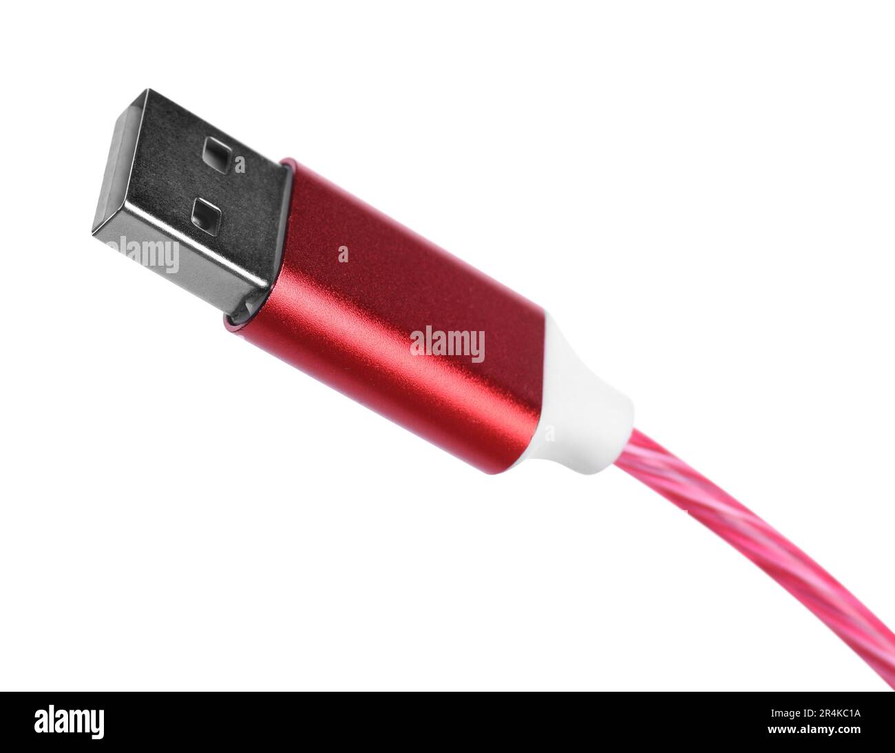 Type A connector of red USB cable isolated on white Stock Photo - Alamy